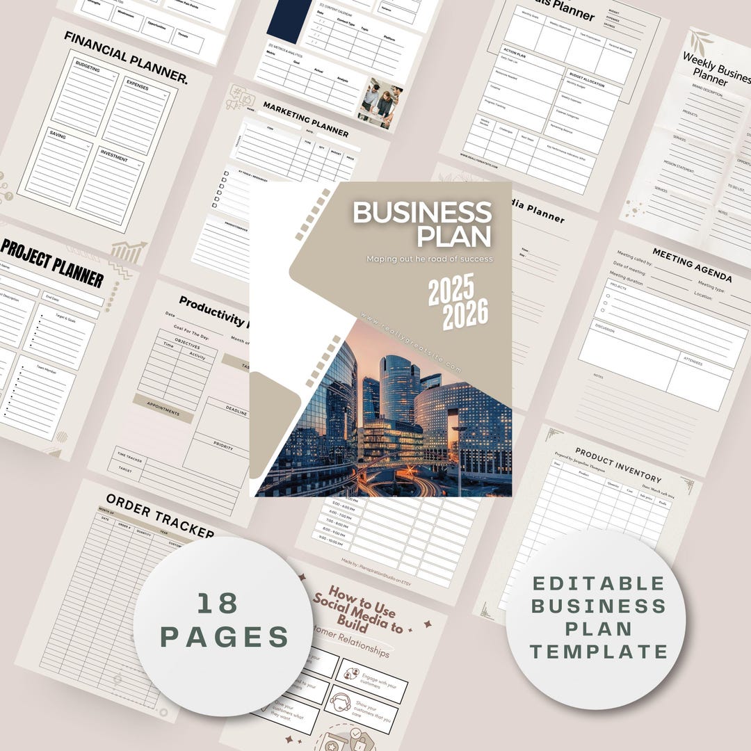 Editable Business Plan Template | Small Business and Startup Planner ...