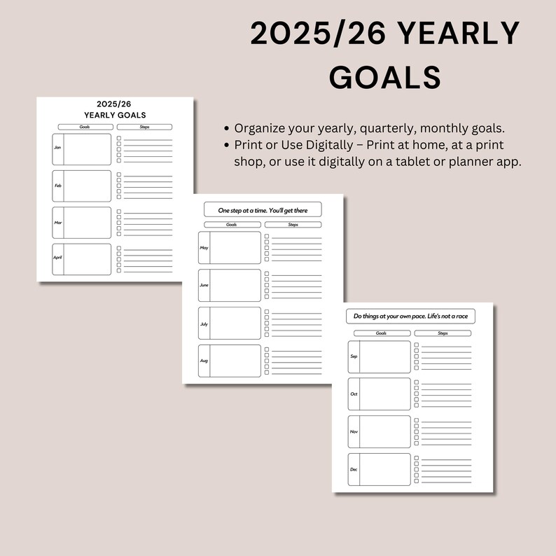 Editable Resolutions & Goals Checklist Template | US Letter, A4, A5 ...