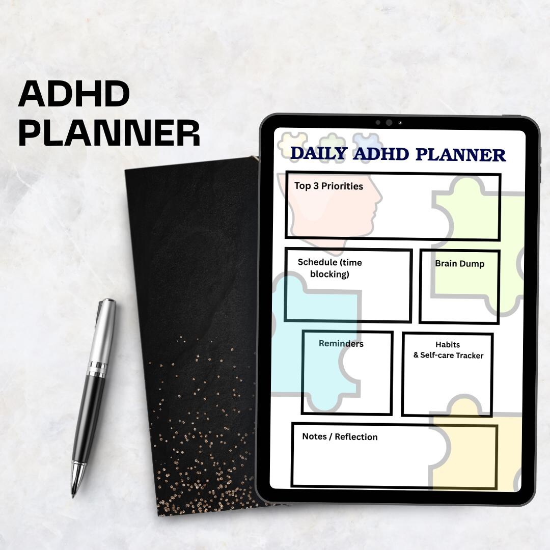 ADHD Planner Printable | Productivity Organizer | Digital ADHD Planner ...
