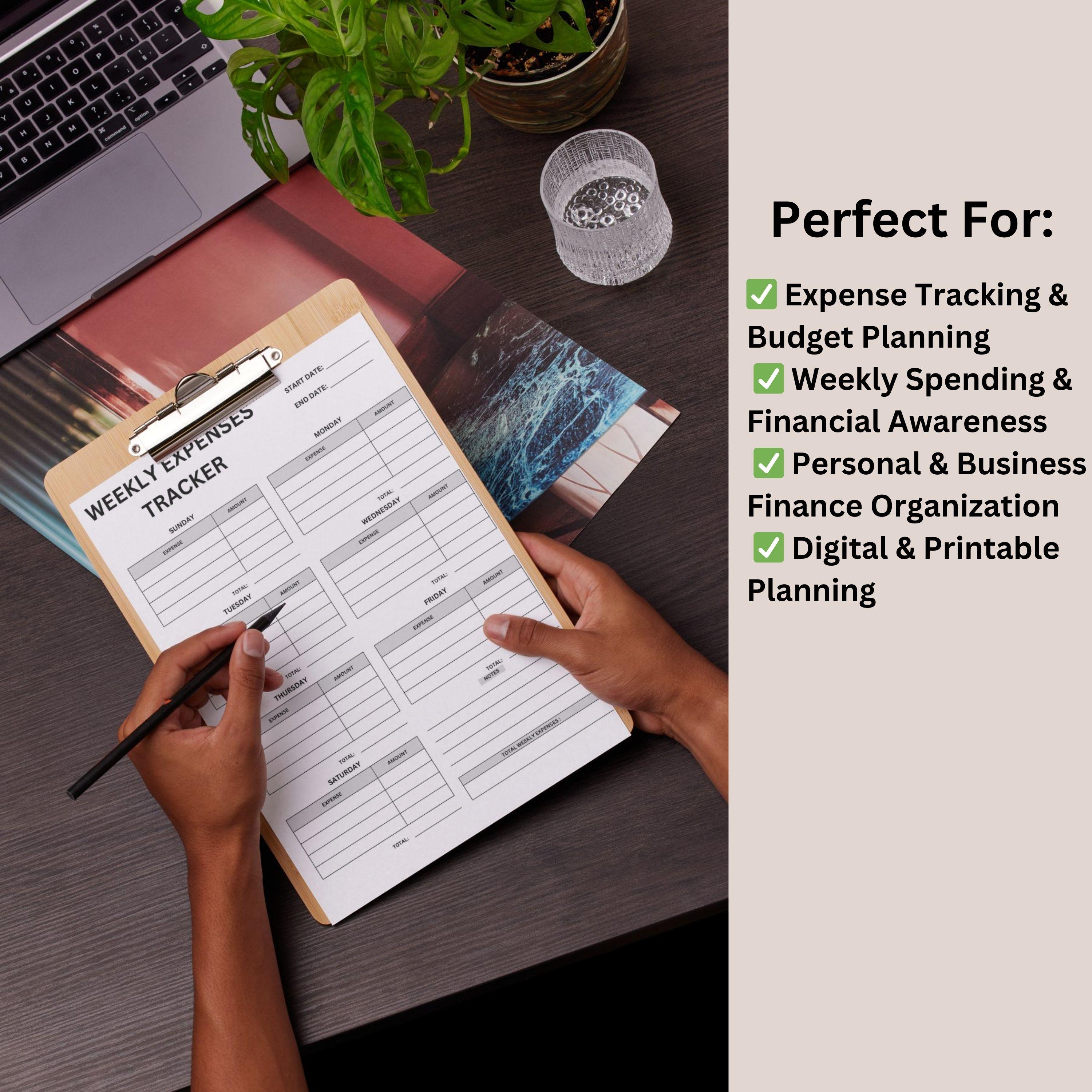 Printable Weekly Expense Tracker | Budget & Savings Planner | Business ...