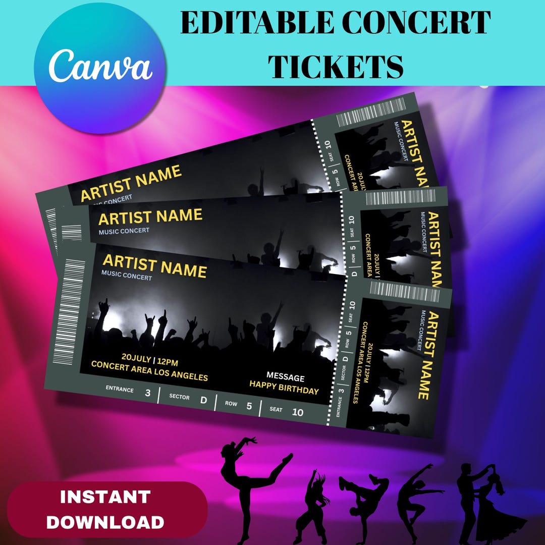 Editable Concert Ticket Gift Voucher | Personalized Event Ticket ...