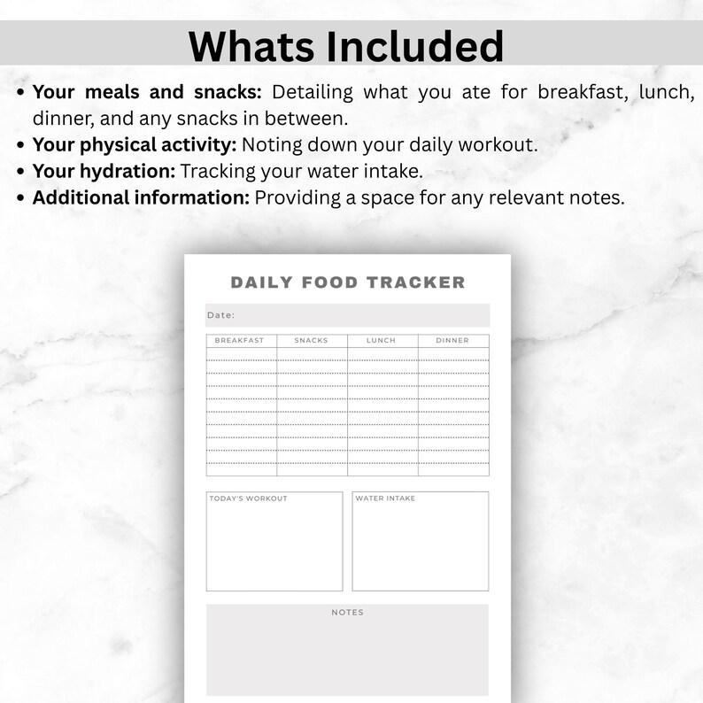 Daily Food Tracker Printable | Meal Planner & Nutrition Journal | Food ...
