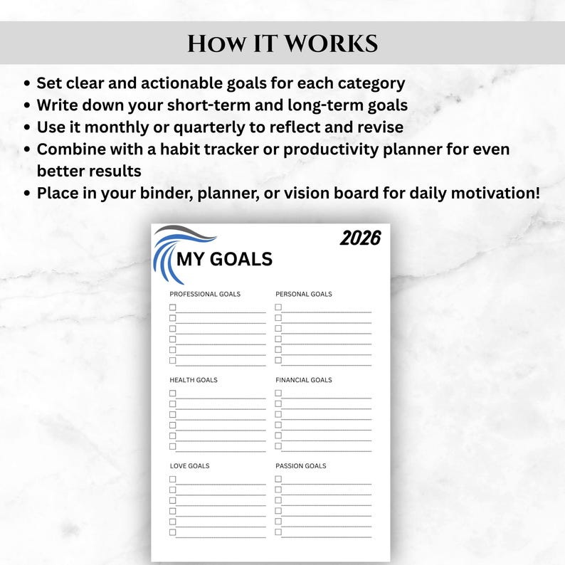2026 Goal Planner Printable | Goal Setting Tracker, Habit Tracker ...