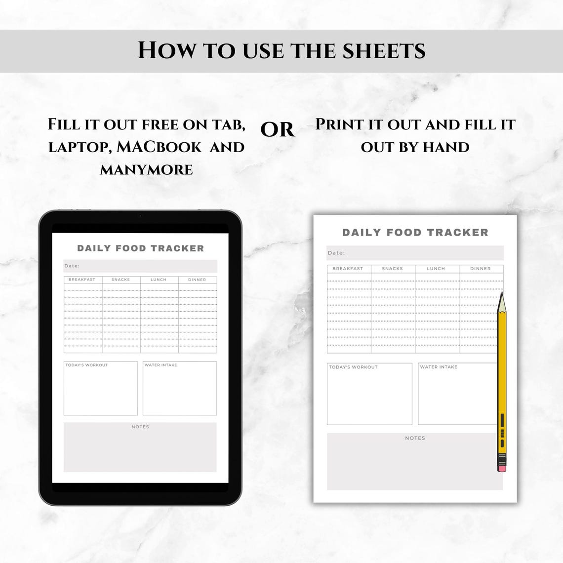 Daily Food Tracker Printable | Meal Planner & Nutrition Journal | Food ...