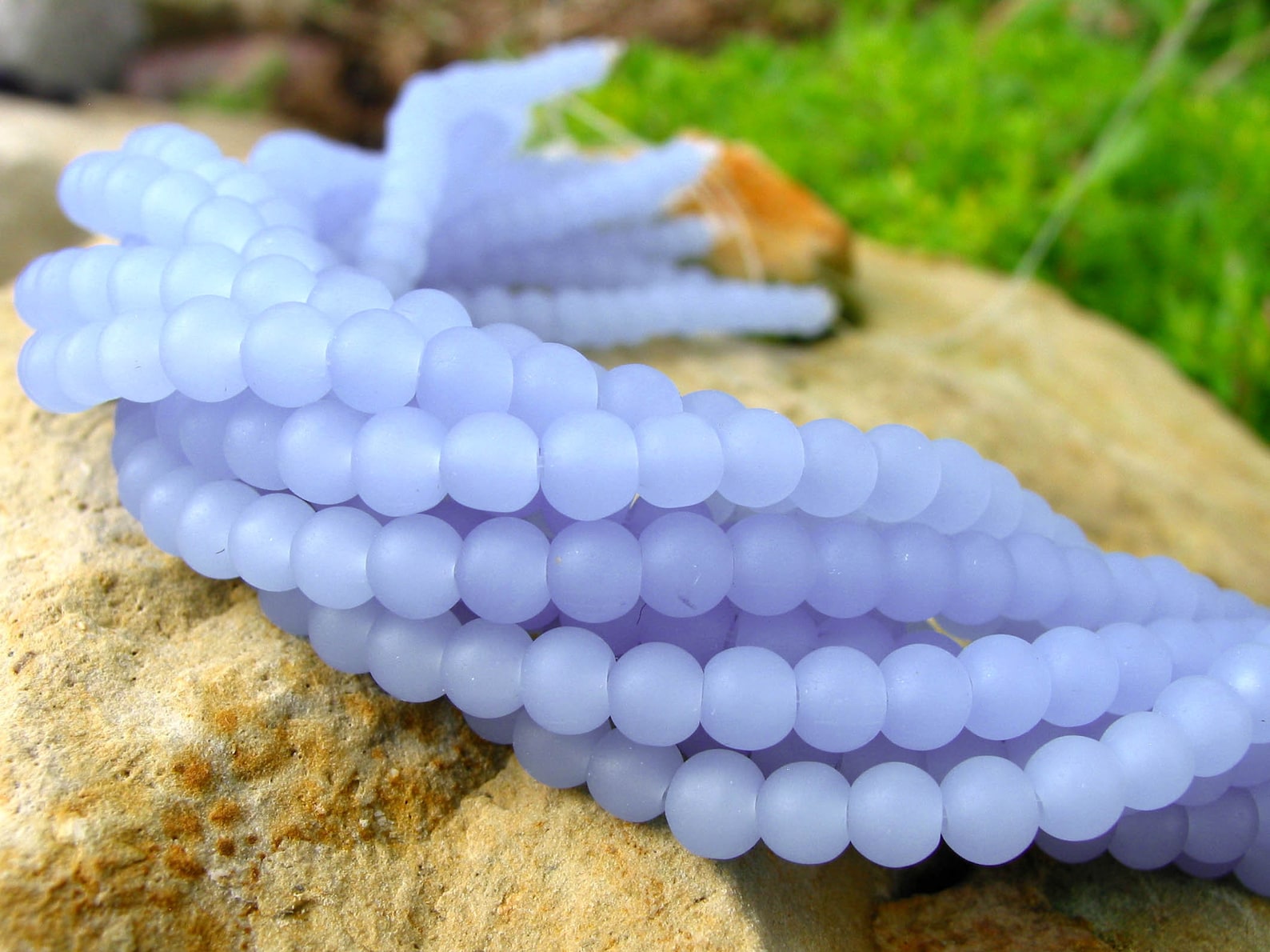 8" 4mm 6mm 8mm 10mm SAPPHIRE BLUE Opaque Sea Beach Glass Round Beads ...
