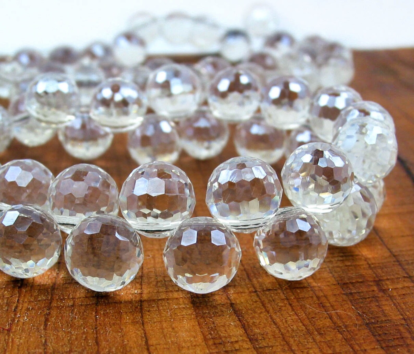 10 / 30 Pcs 8mm Crystal Glass Round Teardrop Onion Briolette Drop Beads ...