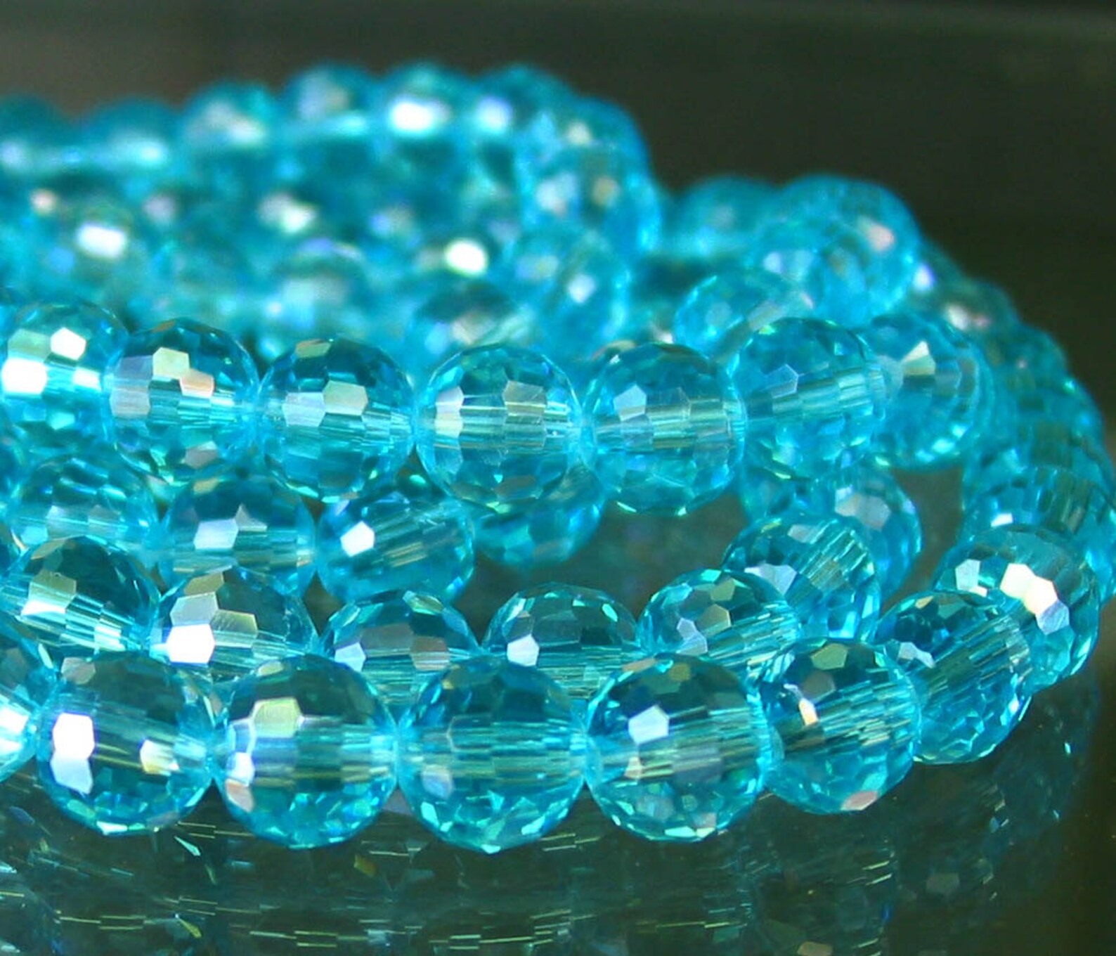 15" 6mm 8mm Aqua Blue CUBE Crystal Glass 3D Beads Faceted - PICK Size ...