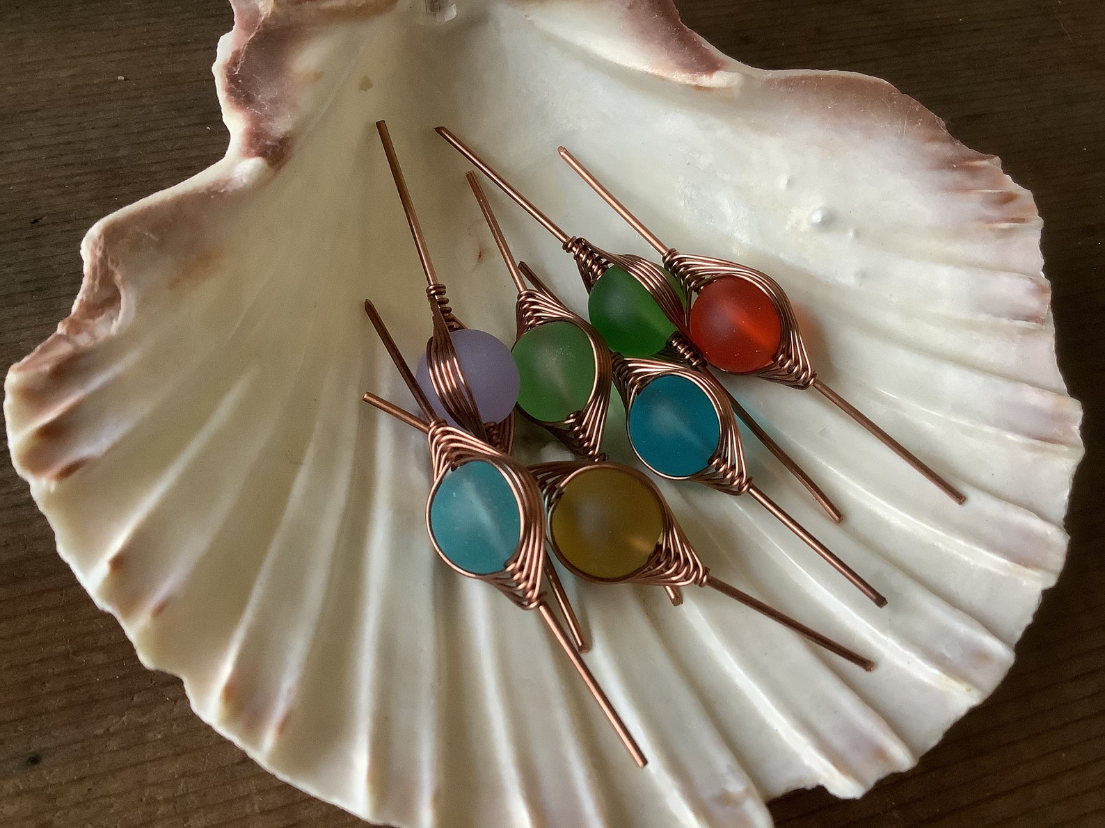 7 Pcs 8mm 10mm Sea Beach Glass Wire Wrapped Link Connector - Etsy