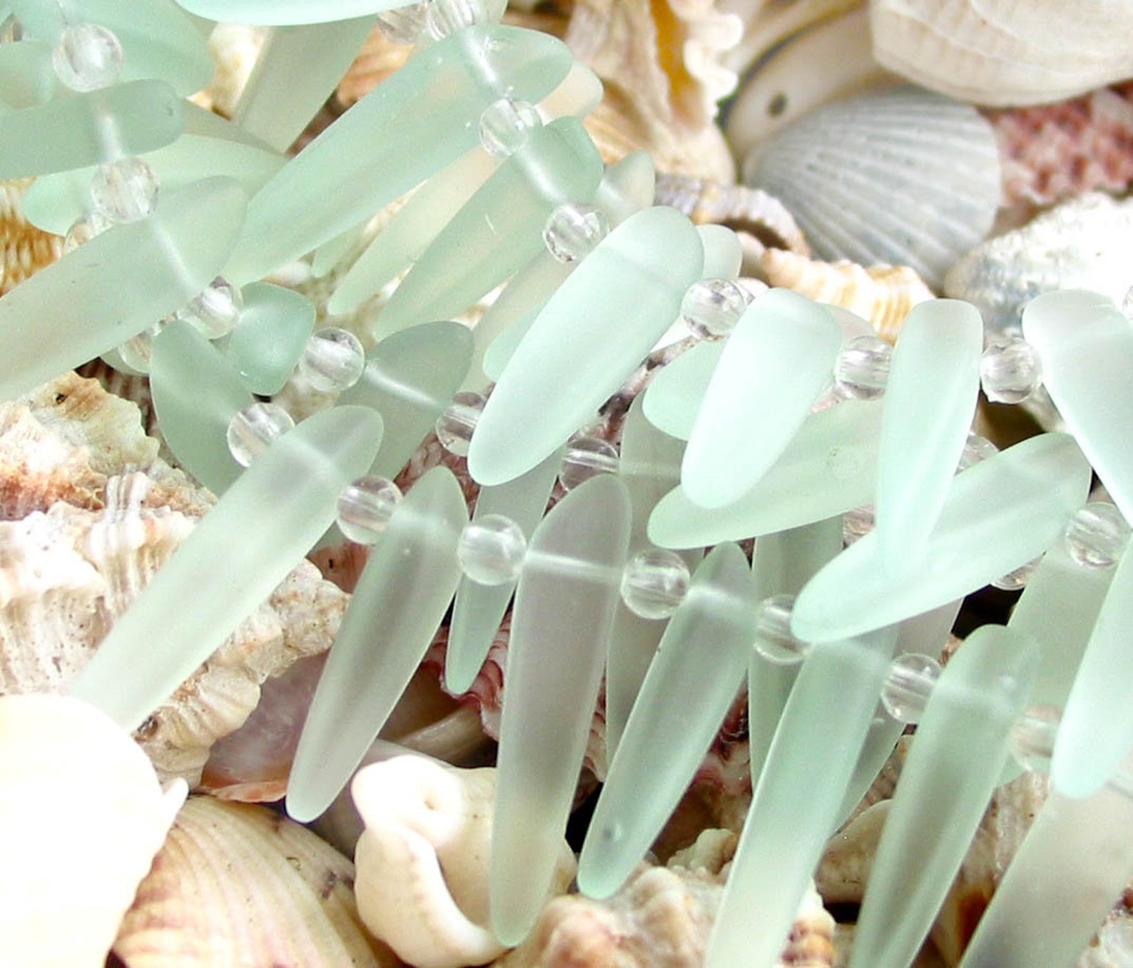 7" Dagger Tusk Spike Sea Beach Velvet Glass Beads Matte Frosted ...