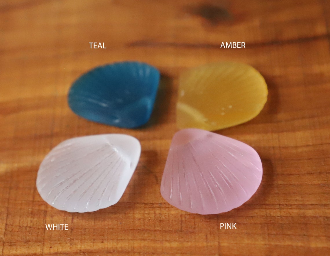 2 / 4 Pcs 30mm LARGE Shell Sea Beach Glass Bead Frosted Recycled - Aqua ...