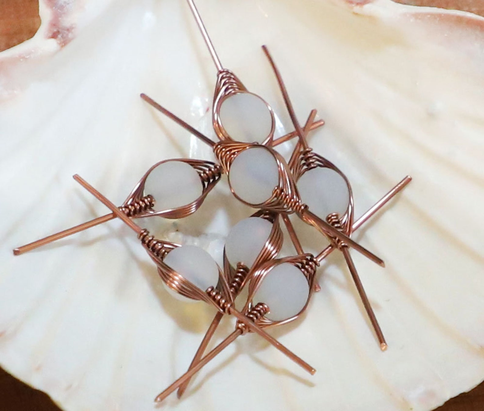 7 Pcs 8mm 10mm Sea Beach Glass Wire Wrapped Link Connector - Etsy