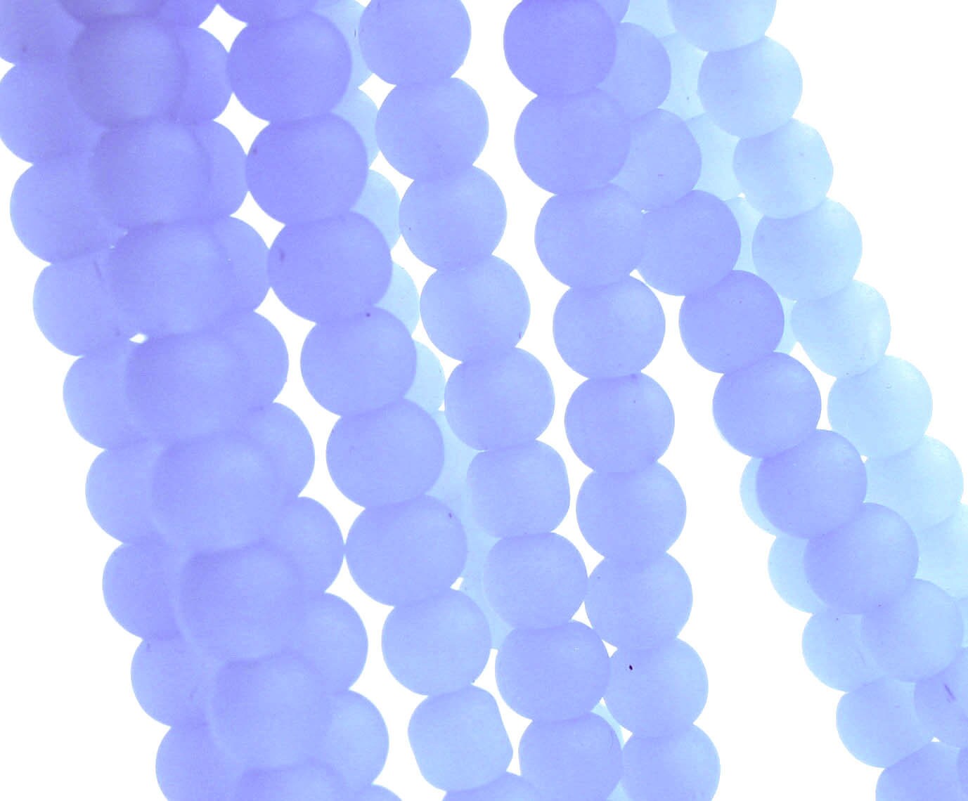 8" 4mm 6mm 8mm 10mm SAPPHIRE BLUE Opaque Sea Beach Glass Round Beads ...