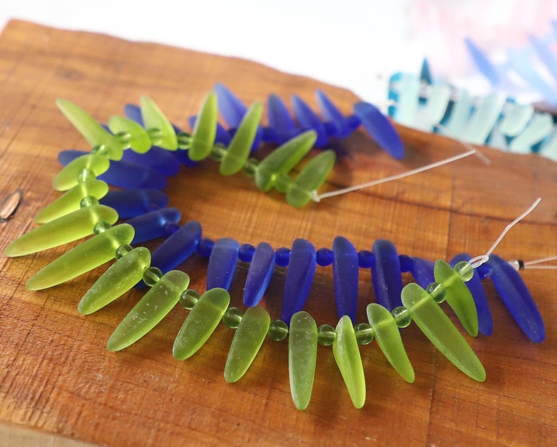 7" Dagger Tusk Spike Sea Beach Velvet Glass Beads Matte Frosted ...