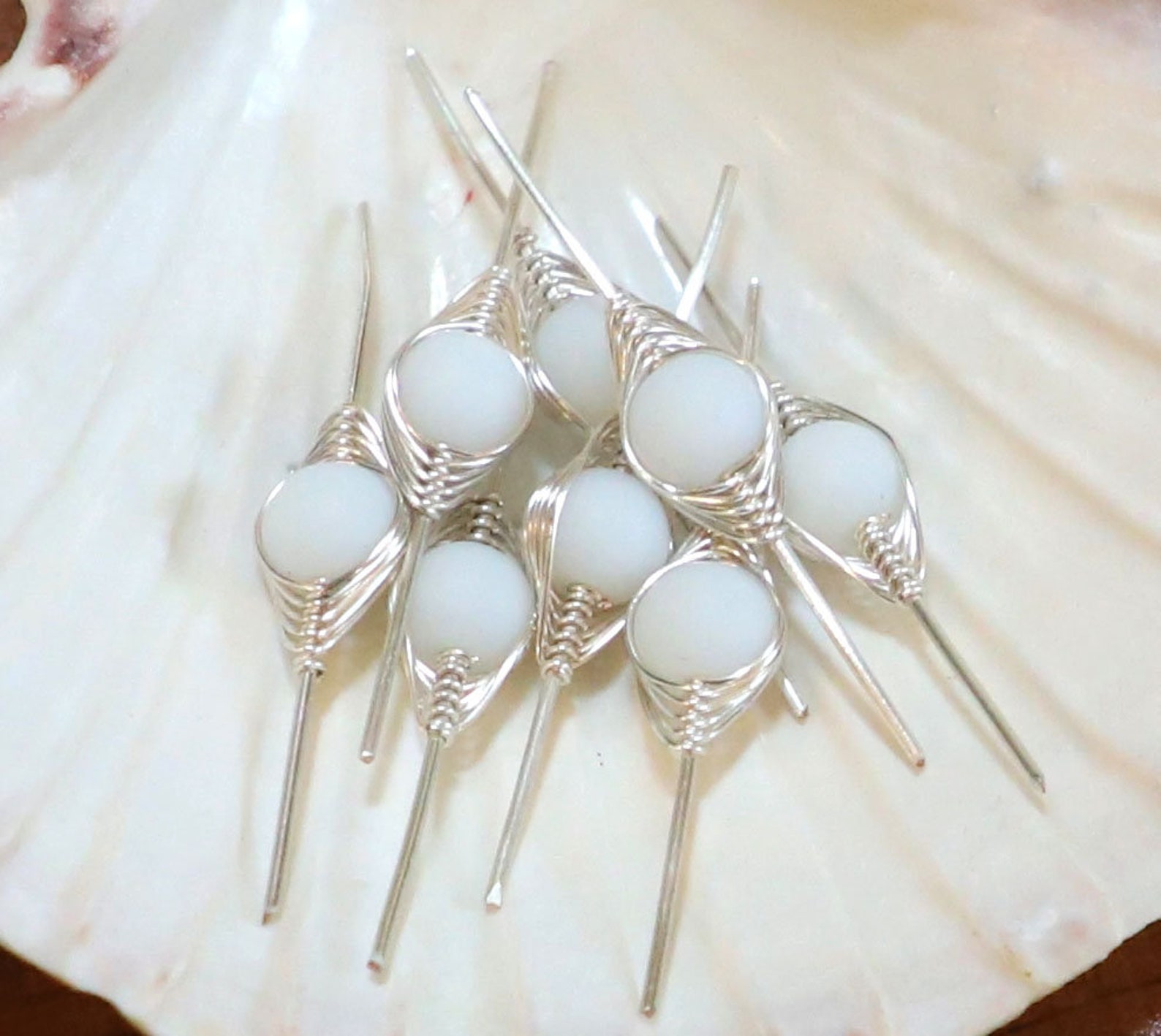 7 Pcs 8mm 10mm Sea Beach Glass Wire Wrapped Link Connector - Etsy