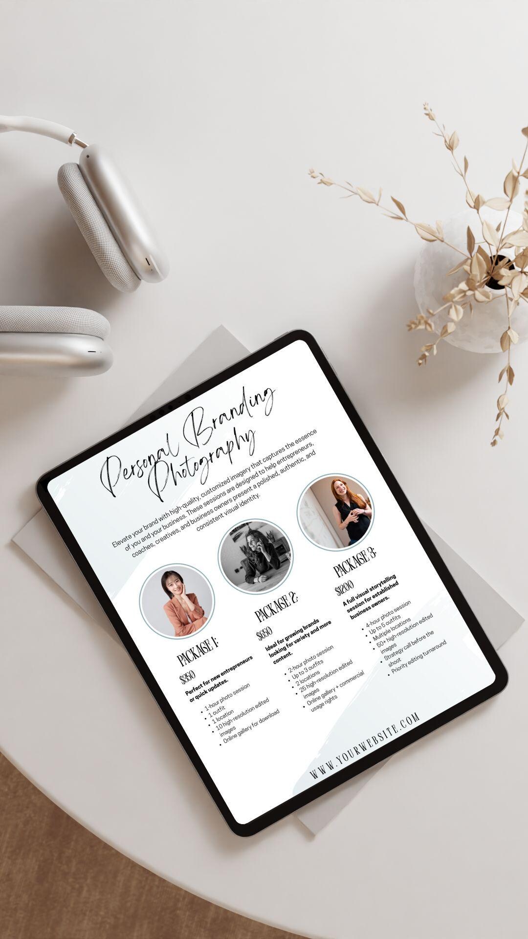 Price Guide for Personal Branding Photographers, Canva Template for ...