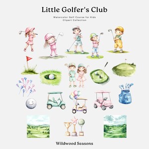 Kids Golf Clipart, Watercolor Golf Cart Clipart, Golf Course PNG, Golf ...
