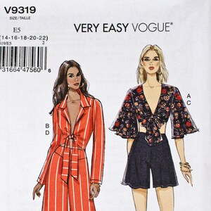 Vogue Sewing Pattern for Shorts & Pants and Tie-front Top - Vogue 9319 ...