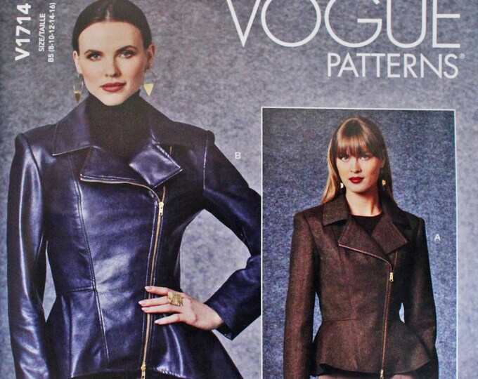 Vogue Sewing Pattern for Jacket With Peplum in 2 Lengths - Vogue 1714 ...