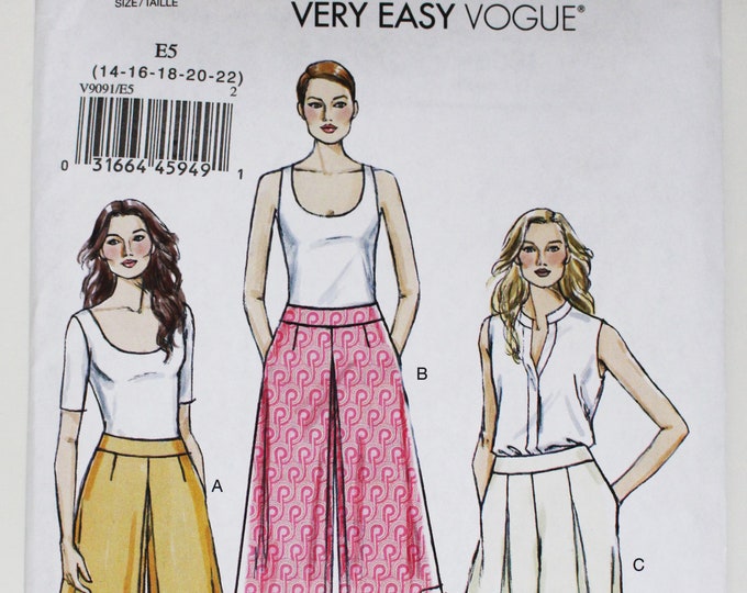 Sewing Pattern for Shorts - Vogue 9008 - Sizes 14 to 22 - Hip 38 to 46 ...