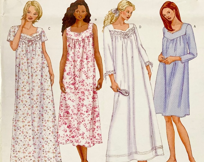 Sewing Pattern for Romantic Nightgown - Butterick 6838 - Bust 38 to 44 ...