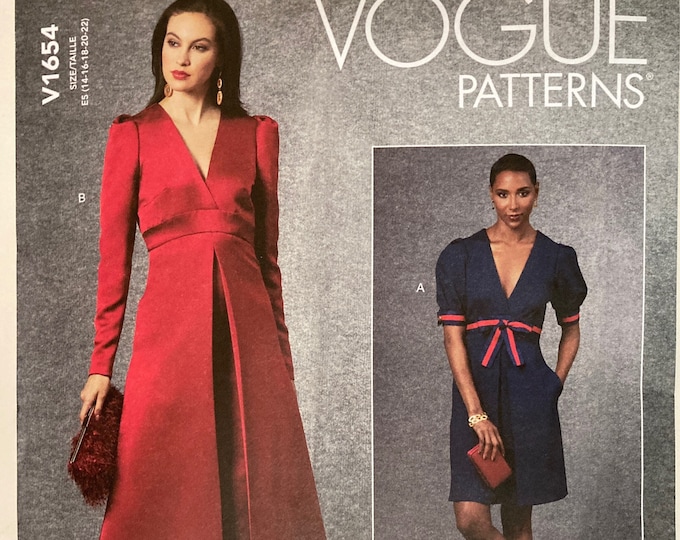 Vogue Sewing Pattern for Dress - Vogue 1654 Rated EASY - Sizes 14 to 22 ...