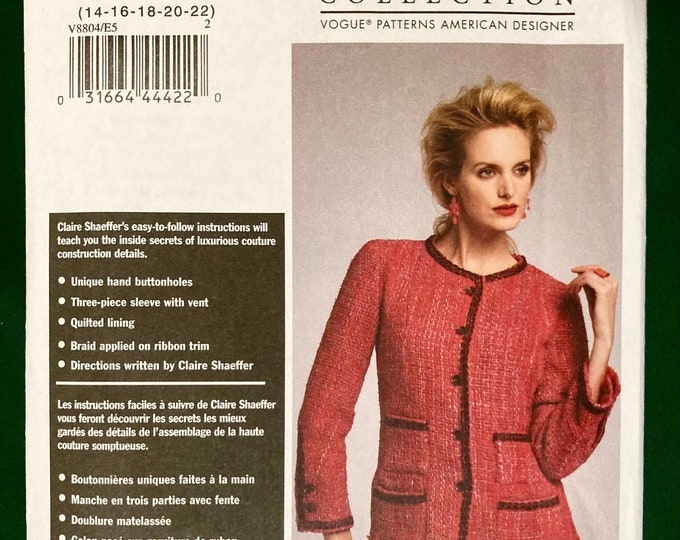 Claire Shaeffer Sewing Pattern for Jacket - Vogue Patterns American ...