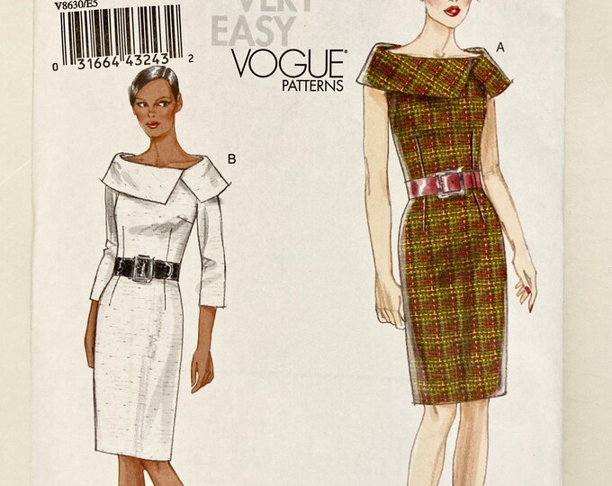 Sewing Pattern for Dress, Vogue 8630, Bust 36 to 44, Sizes 14 to 22 ...