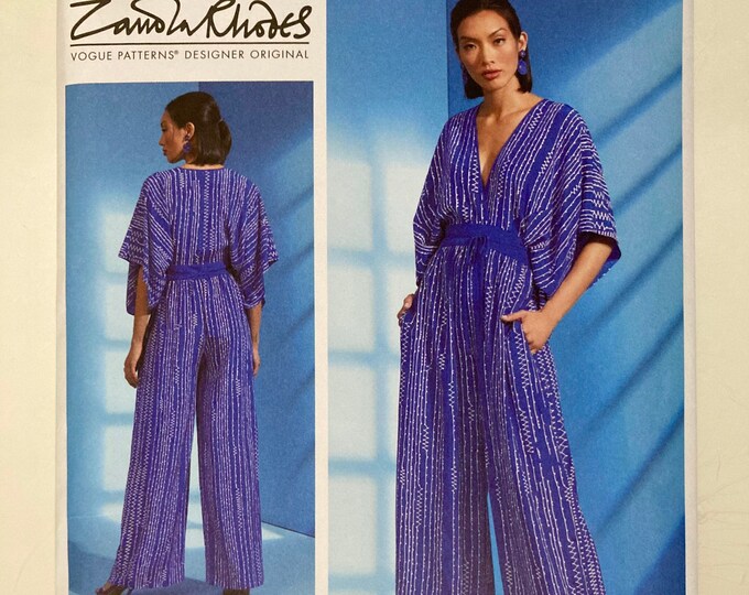 Designer Zandra Rhodes Sewing Pattern for Jumpsuit - Vogue 1617 - Sizes ...