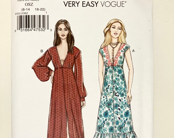 Easy Vogue Sewing Pattern for Women's Dress, Maxi Dress Pattern, Deep V ...