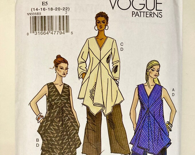 Vogue Sewing Pattern for Tops / Tunics and Wide Leg Pants Vogue 9335 ...