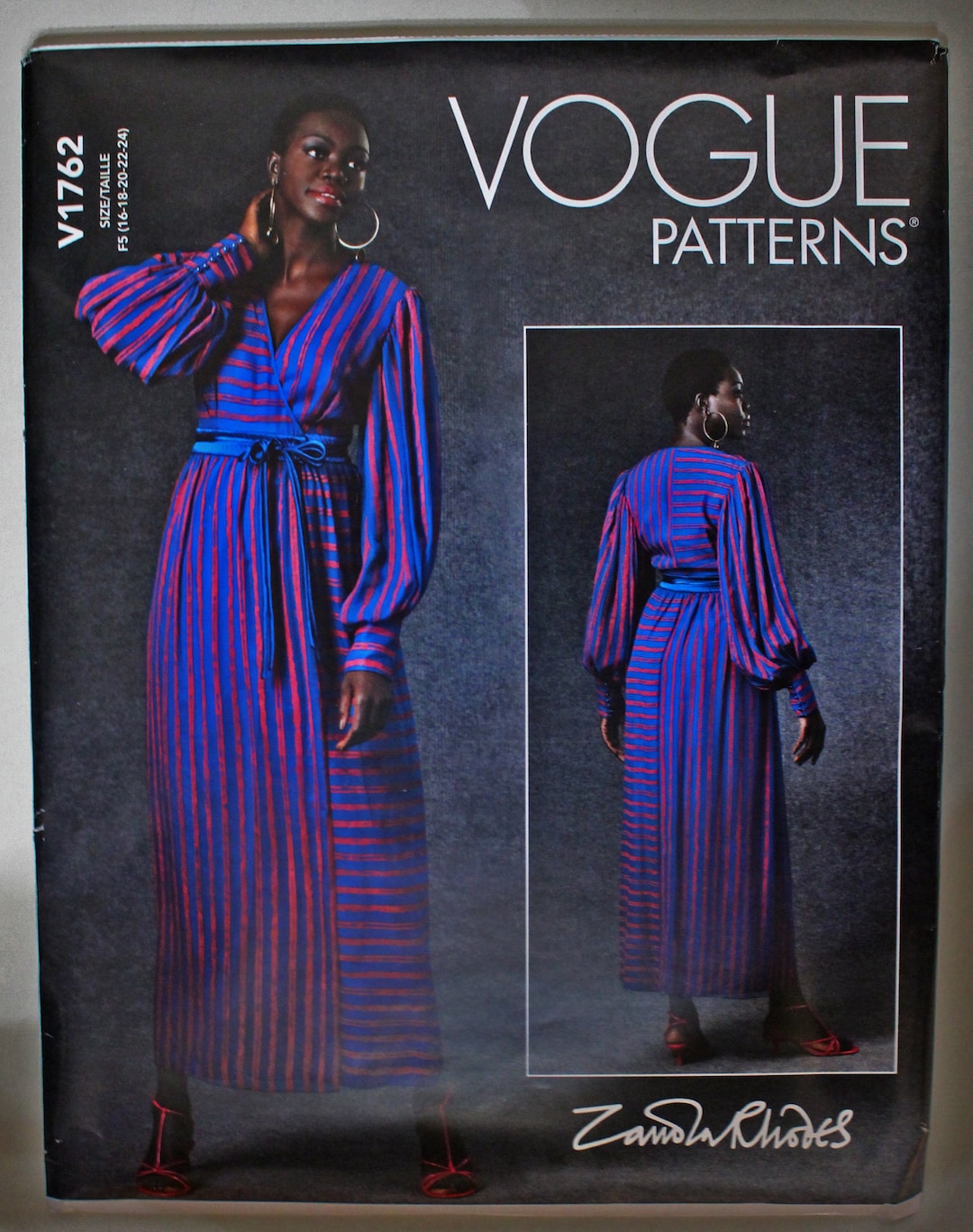 Designer Zandra Rhodes Sewing Pattern for Lined Wrap Dress - Vogue 1762 ...