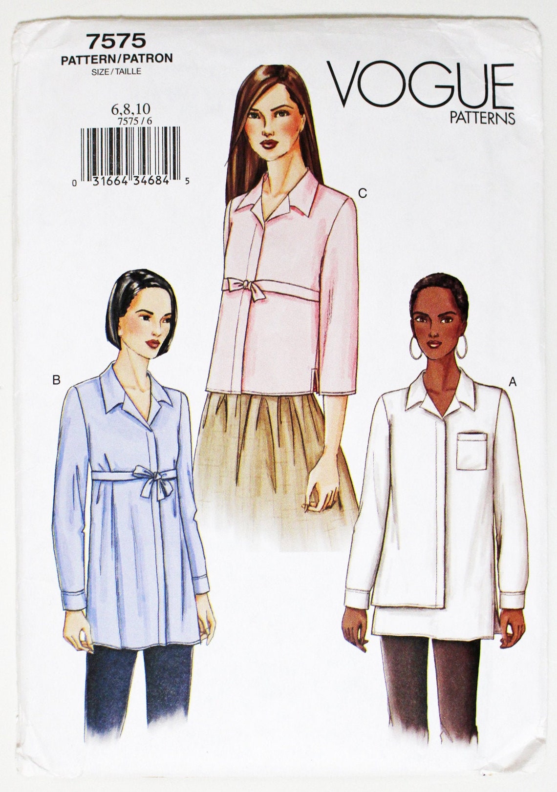 Vogue sewing pattern for gorgeous shirt in 3 styles Vogue | Etsy