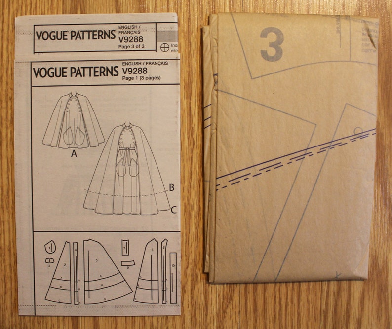 Vogue Sewing Pattern for Cape in 3 Lengths Vogue 9288 Bust - Etsy