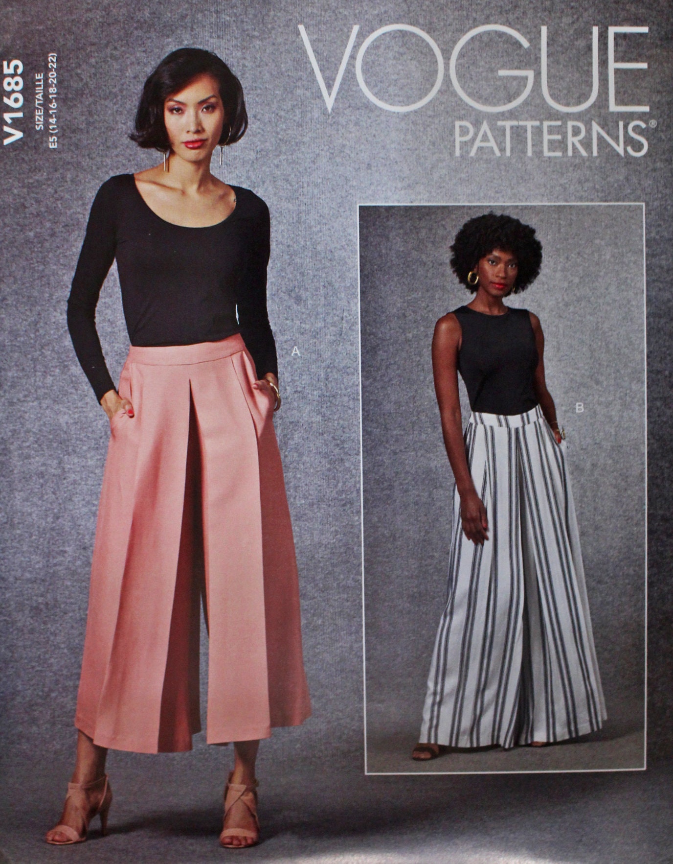 Vogue sewing pattern for glamorous wide leg pants Vogue 1685 | Etsy