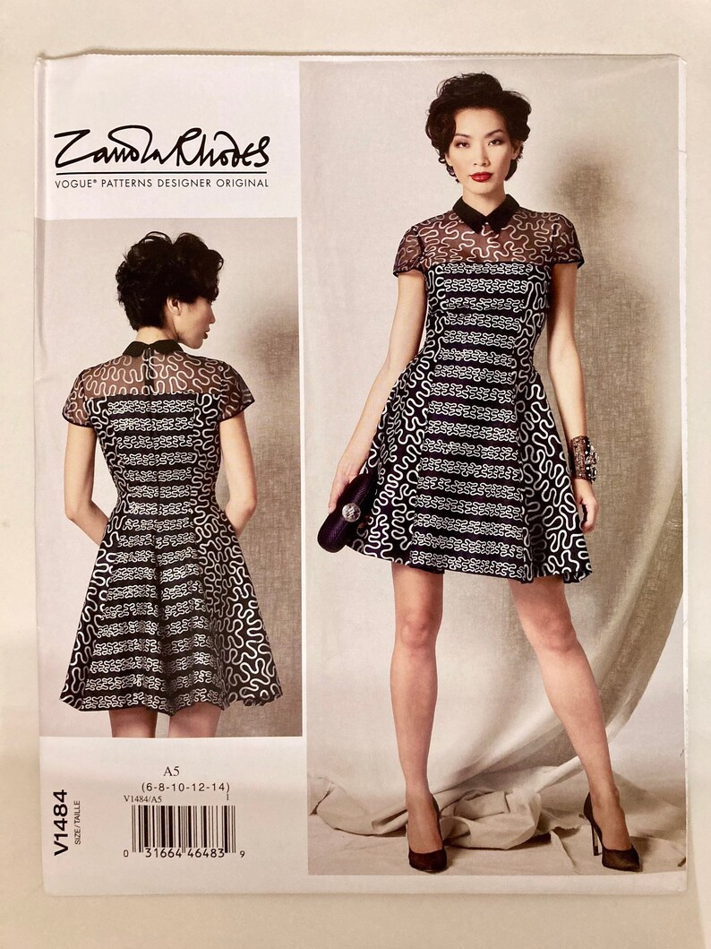 Designer Zandra Rhodes Sewing Pattern for Dress - Vogue 1484 - Bust 30. ...