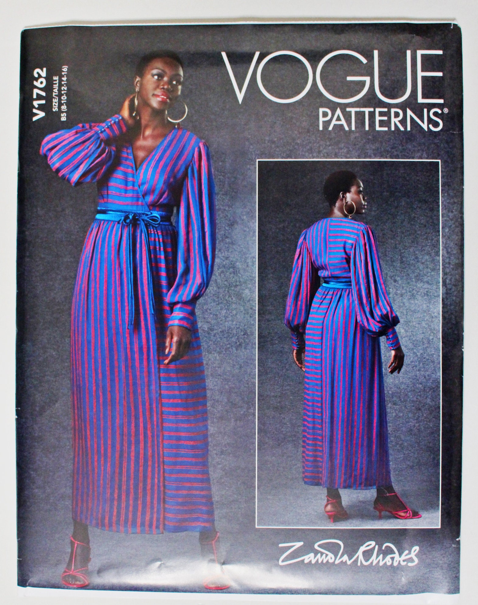 Designer Zandra Rhodes Sewing Pattern for Lined Wrap Dress - Vogue 1762 ...