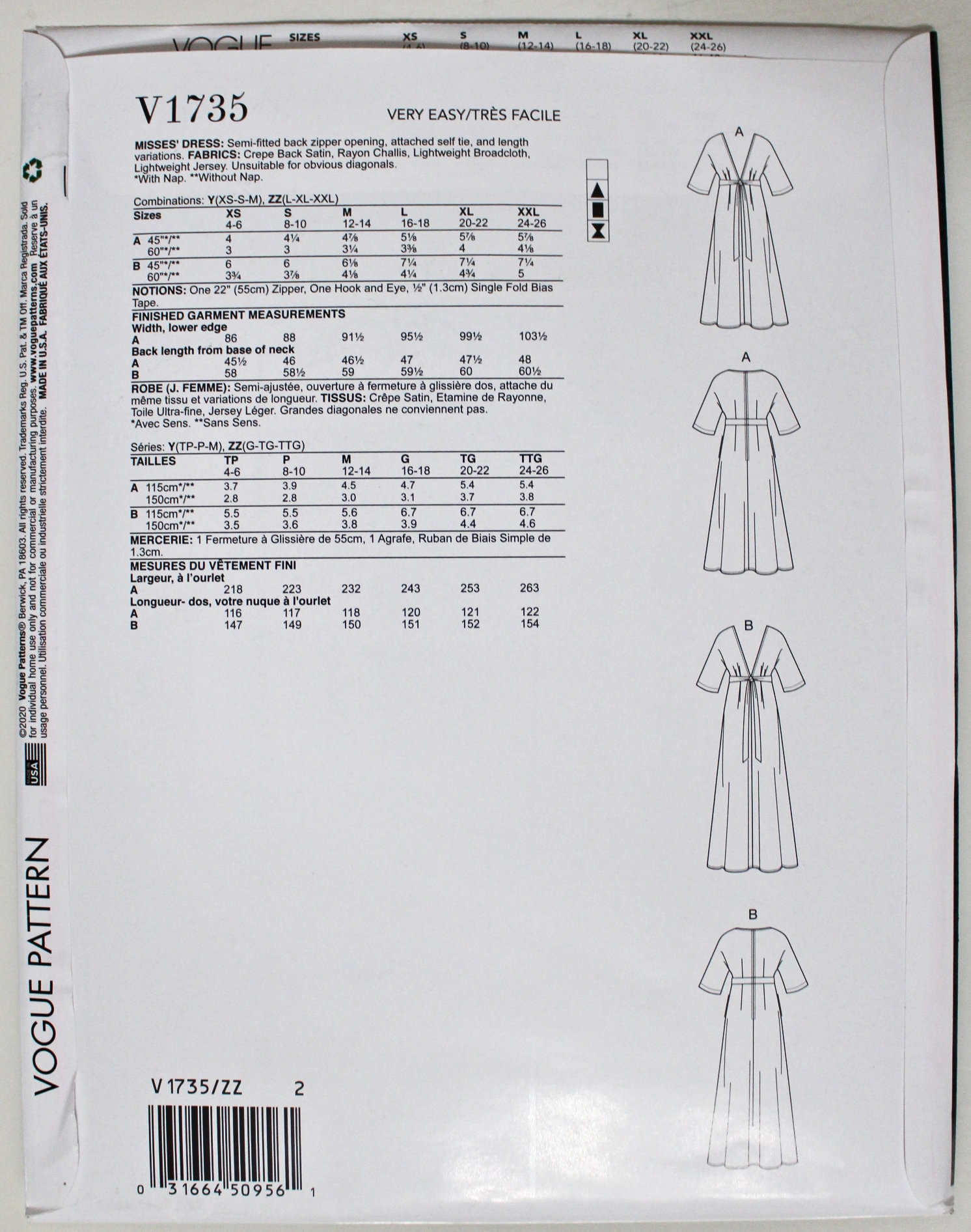 Vogue sewing pattern for dress / caftan / kimono / cover-up | Etsy