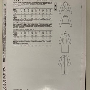 Vogue Sewing Pattern for Dress and Jacket Vogue 1736 | Etsy