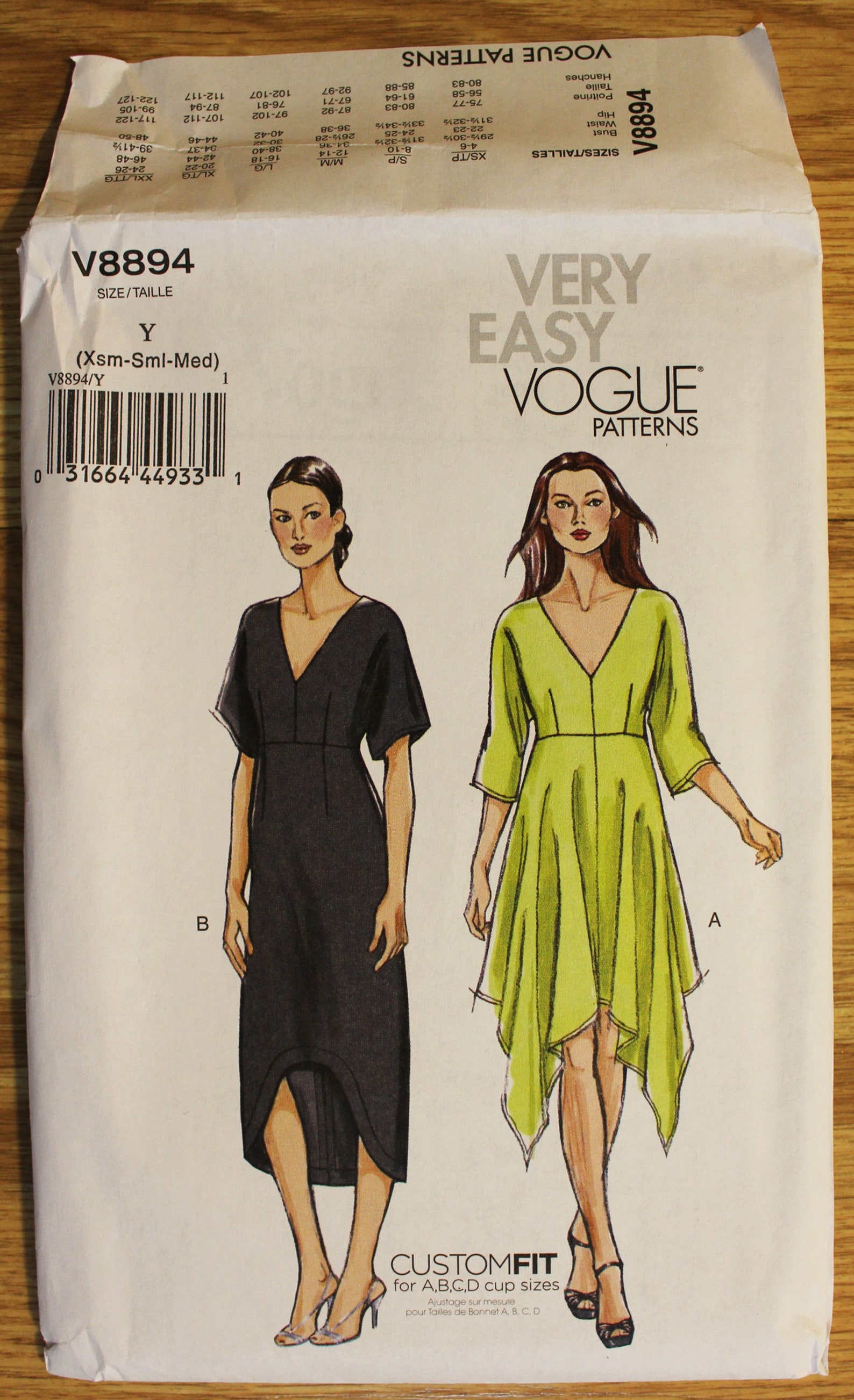 Vogue Sewing Pattern for Dress With Hemline Variations Customfit Vogue ...