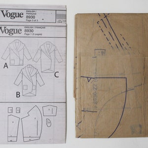 Vogue Sewing Pattern for Jacket / Coat in 3 Styles - Vogue 8930 - Sizes ...