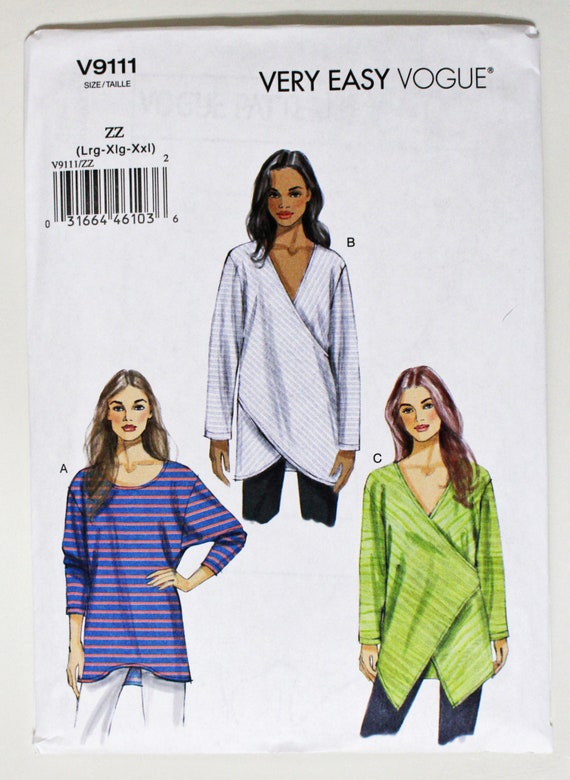 Vogue Sewing Pattern for Top in 3 Styles Vogue 9111 Sizes | Etsy