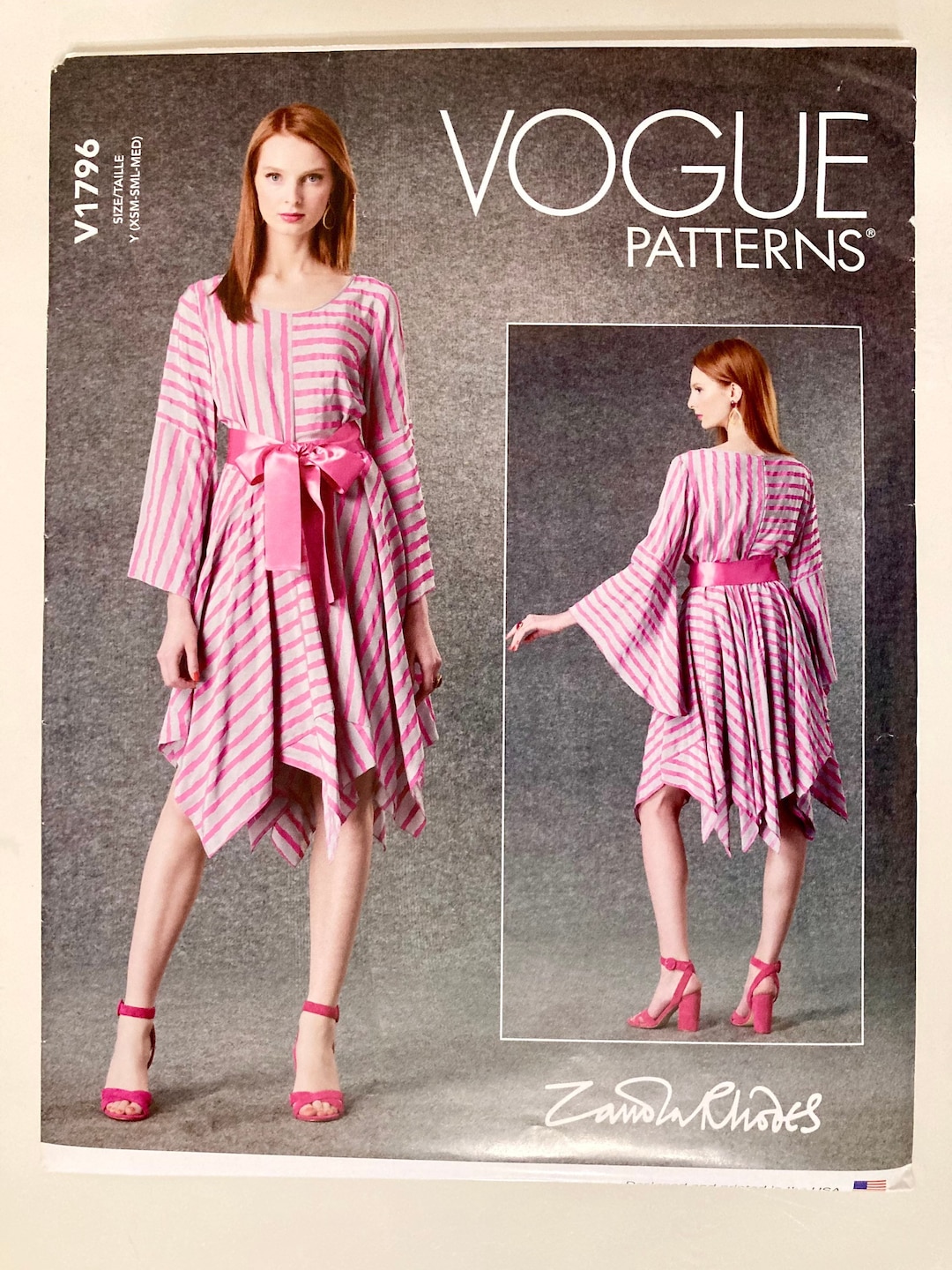 Designer Zandra Rhodes Sewing Pattern for Dress - Vogue 1796 - Bust 29. ...