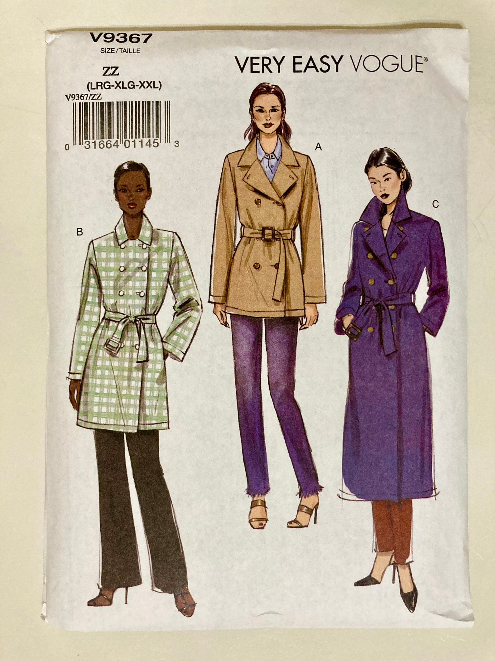 Vogue Sewing Pattern for Jacket / Coat in 3 Lengths Vogue - Etsy