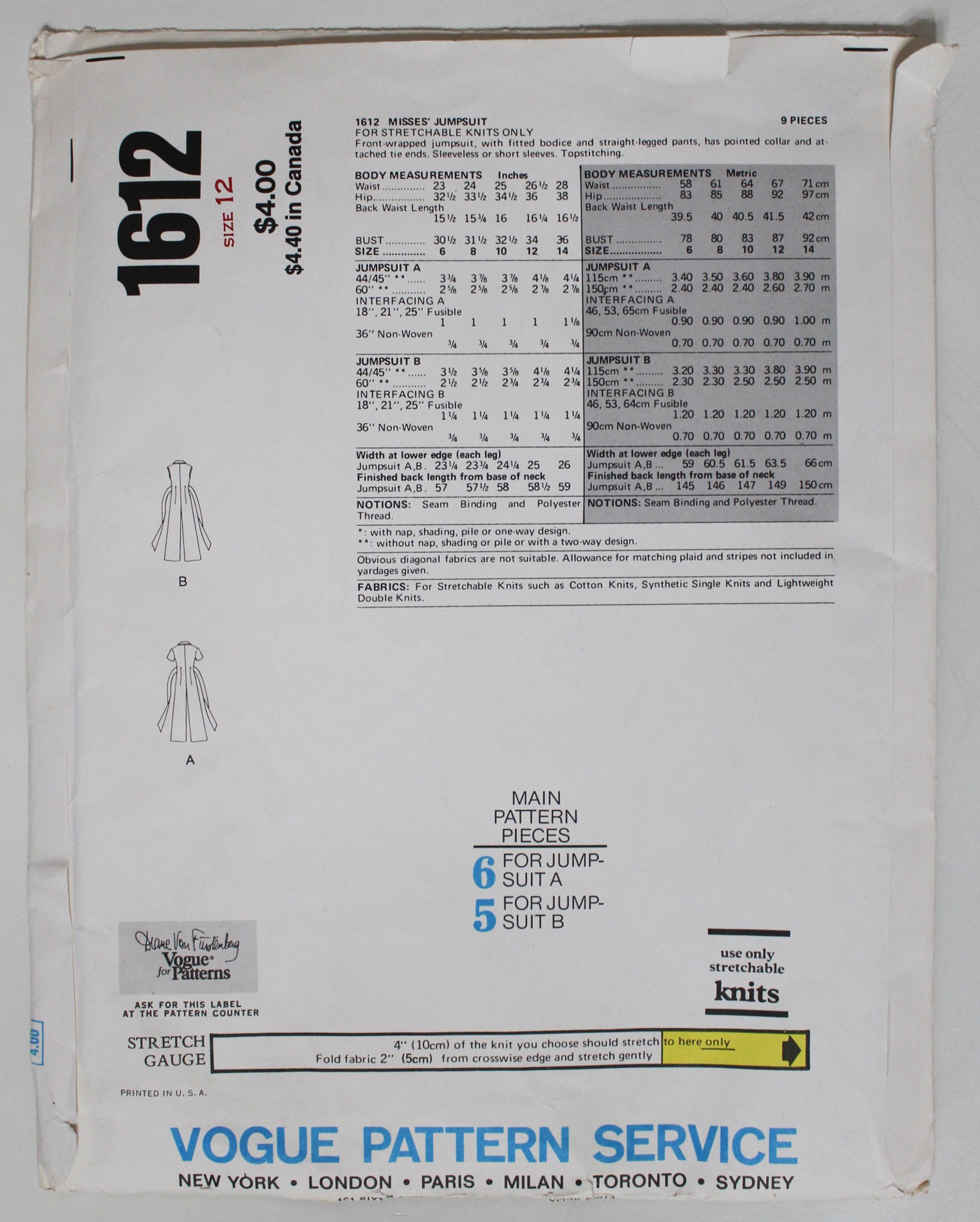 Diane Von Furstenberg Sewing Pattern - Very Easy Vogue 1612 American ...