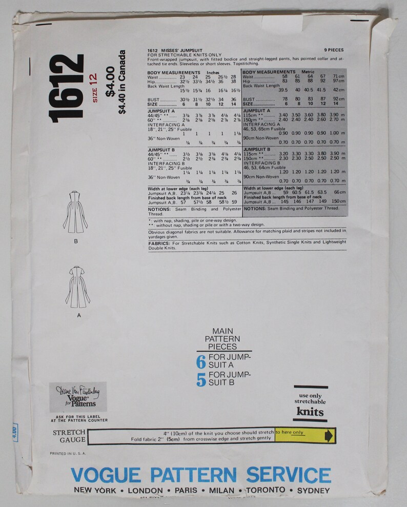 Diane Von Furstenberg Sewing Pattern - Very Easy Vogue 1612 American ...