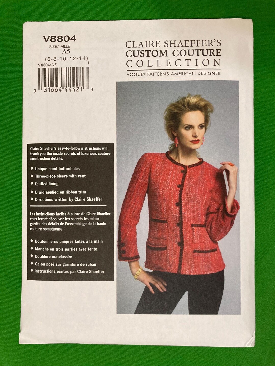 Claire Shaeffer Sewing Pattern for Jacket Vogue Patterns American ...