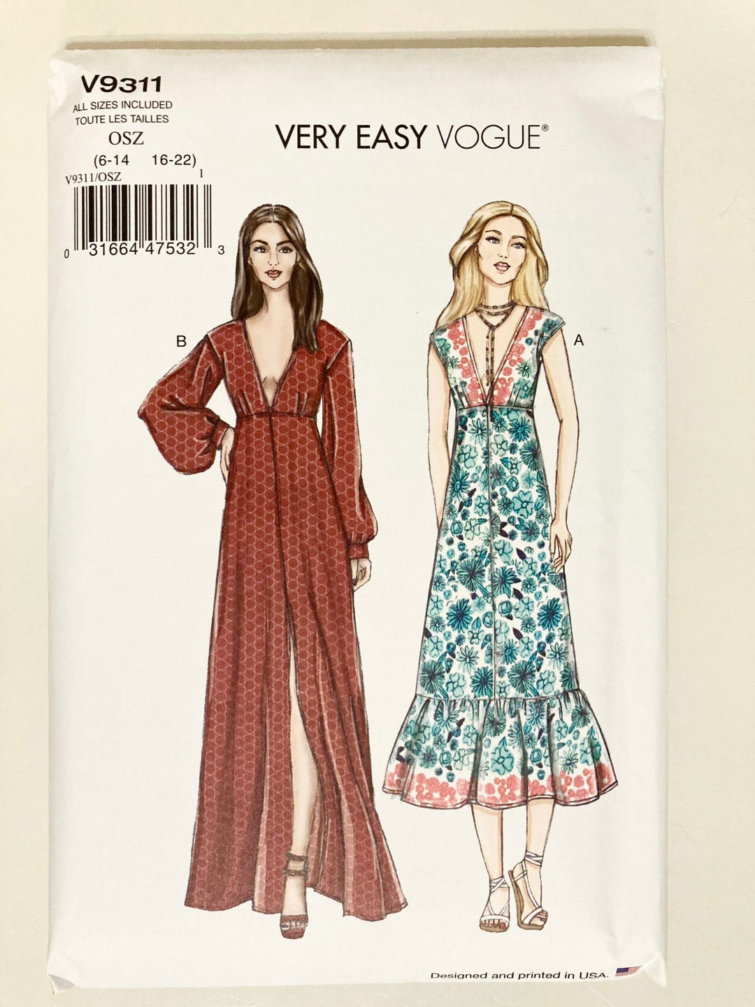 Vogue Sewing Pattern for Dress - Vogue 9311 - All Sizes in One Envelope ...