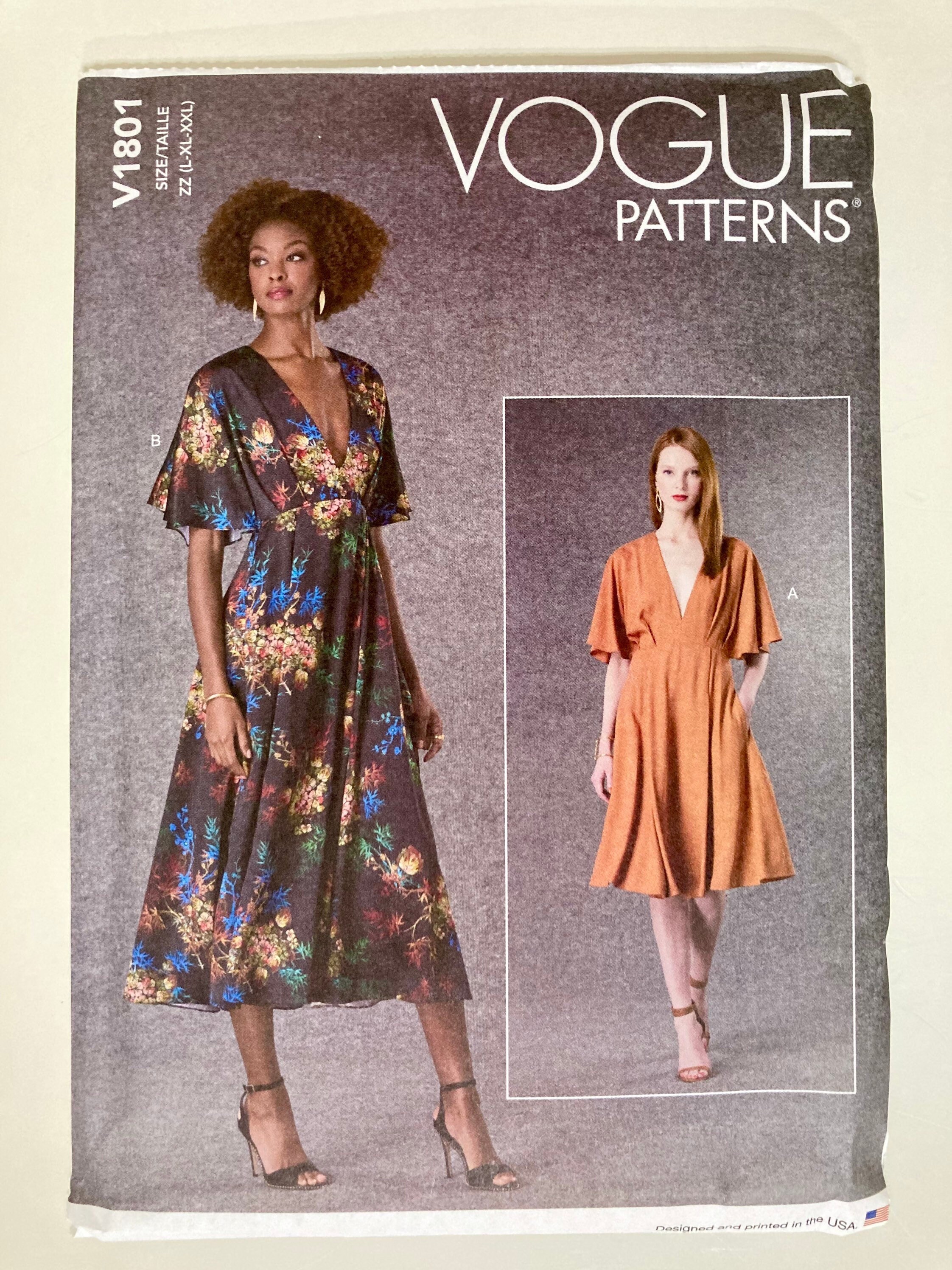 Vogue Sewing Pattern for Dress in 2 Lengths - Vogue 1801 - Sizes L and ...
