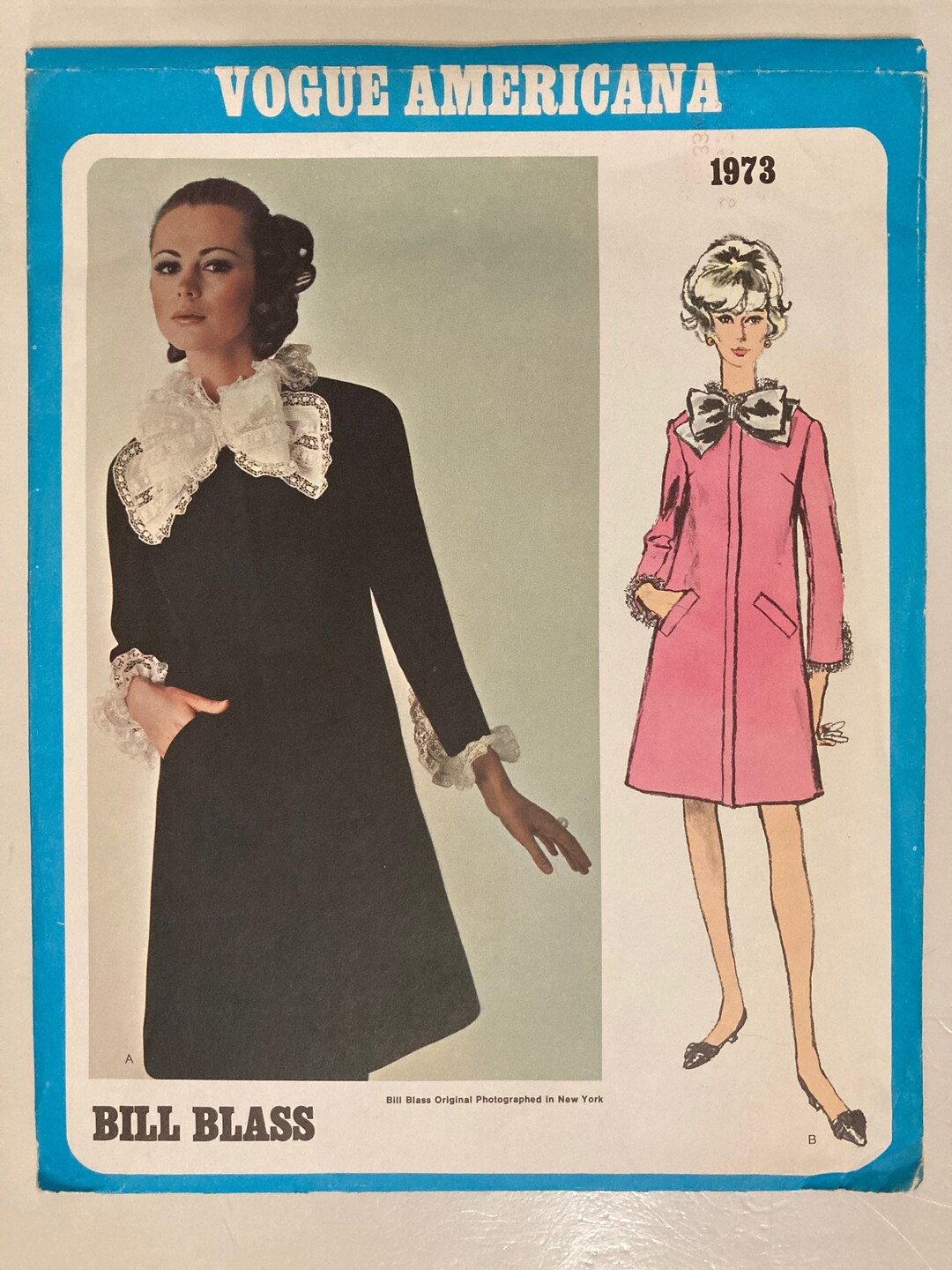 Designer Bill Blass Sewing Pattern for Dress - Vogue Americana ...