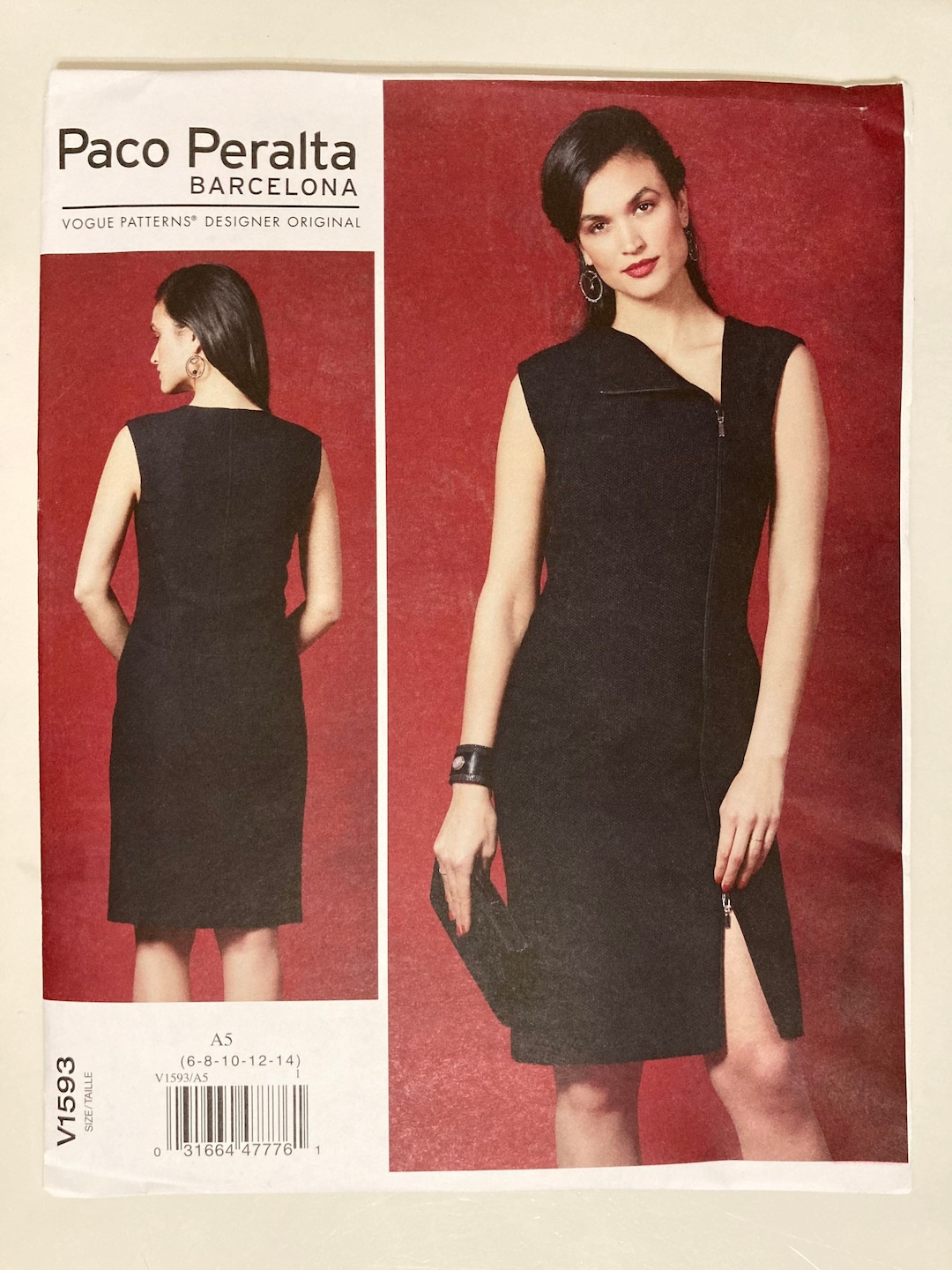 Designer Paco Peralta Sewing Pattern for Women's Dress Vogue 1593 Bust 30.5 to 36 Inches Sizes 6 ...